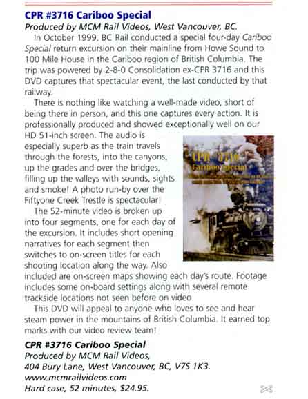 MCM Rail Videos | Videos | CPR #3716 Cariboo Special